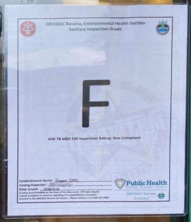 DDAC Bavaria, Environmental Health Section Sanitary Inspection Grade ...