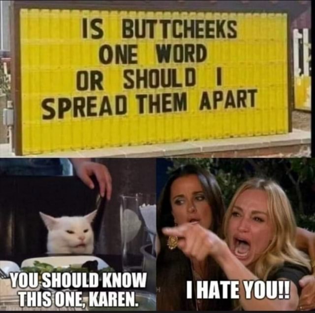 BUTTCHEEKS IS ONE WORD OR SHOULD I SPREAD THEM APART YOU SHOULD KNOW ...