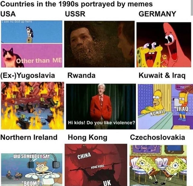 Countries in the 1990s portrayed by memes USA USSR GERMANY (Ex- Rwanda ...