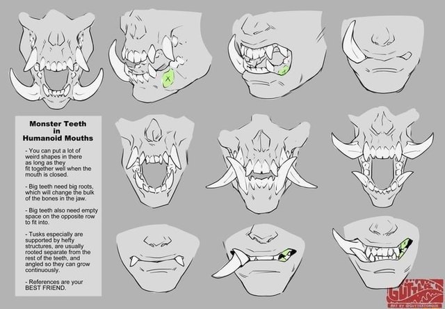 Monster Teeth Humanoid Mouths You can puta lot of woird shapes there ...