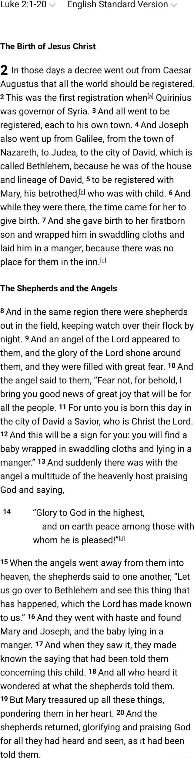 Luke English Standard Version The Birth of Jesus Christ 2 In those days ...