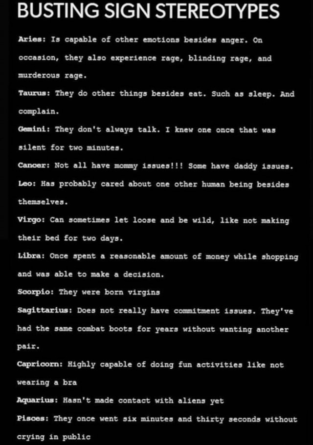 BUSTING SIGN STEREOTYPES - iFunny