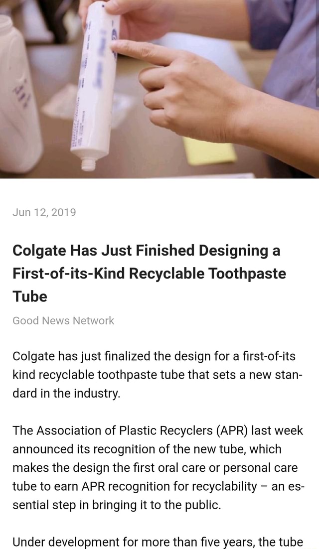 Colgate Has Just Finished Designing a First-of-its-Kind Recyclable ...