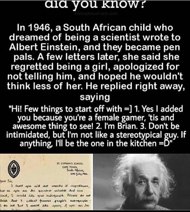 You Knowr In 1946, a South African child who dreamed of being a ...