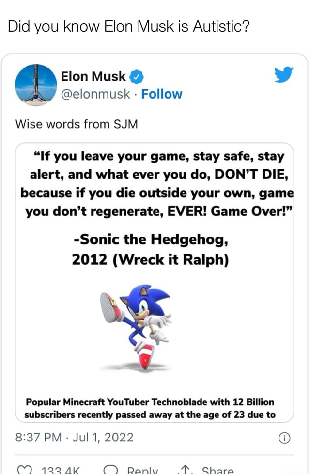 Did you know Elon Musk is Autistic? Elon Musk @elonmusk Follow Wise ... Did you know Elon Musk is Autistic? Elon Musk @elonmusk Follow Wise ...