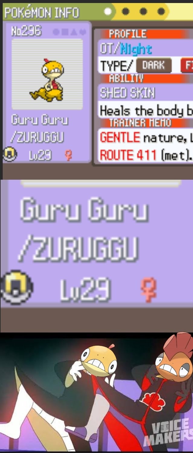 POKEMON INFO PROFILE TYPE/ HBILITY SHED an Heels the body Guru ZURUGGU ...