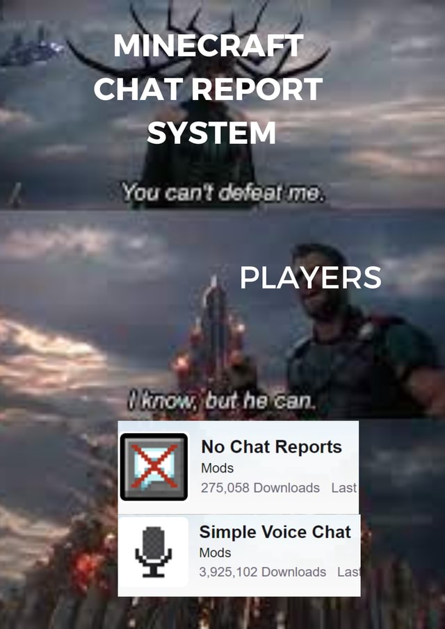 MINECRAFT CHAT REPORT SYSTEM You can't defeal me. PLAYERS KITO but he ...