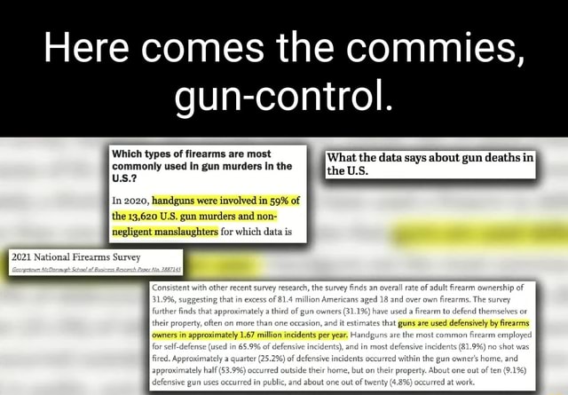 Here comes the commies, gun-control. Which types of firearms are most ...