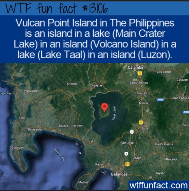 WT fun Vulcan Point Island in The Philippines is an island in a lake ...