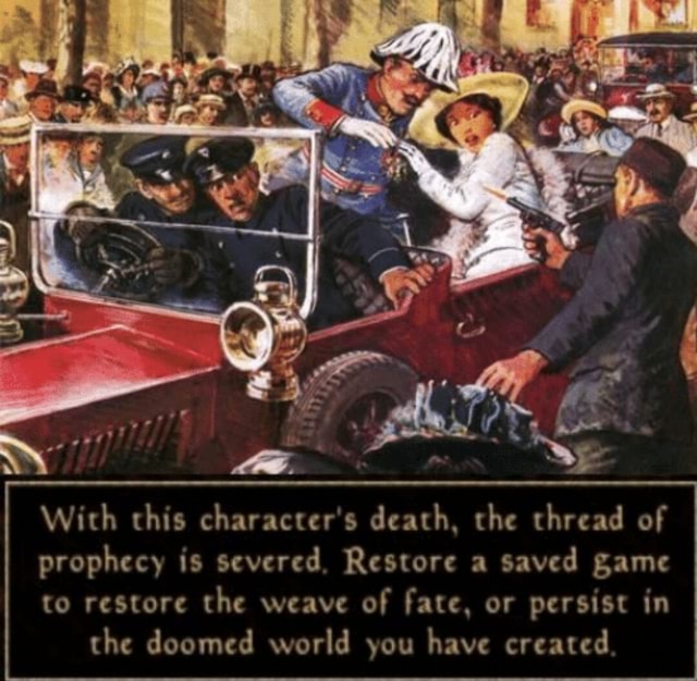 With chis character's death, the thread of prophecy is severed, Restore ...