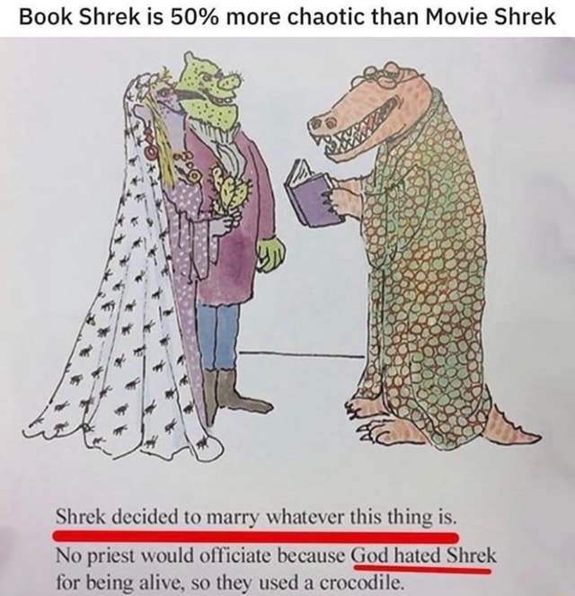 Book Shrek is 50% more chaotic than Movie Shrek Shrek decided to marry ...