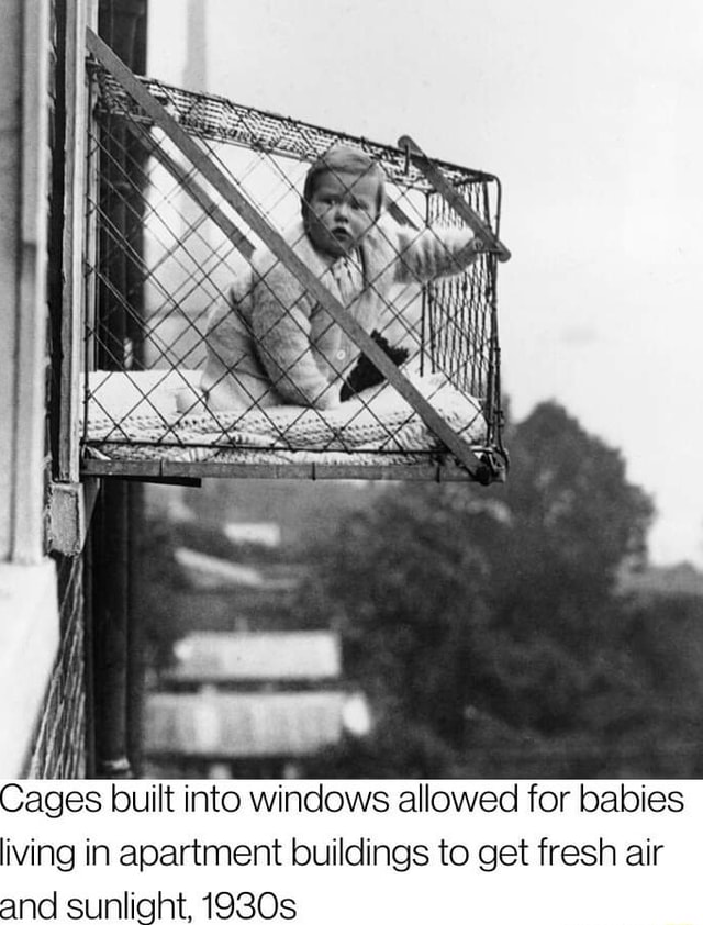 Cages built into windows allowed for babies living in apartment ...