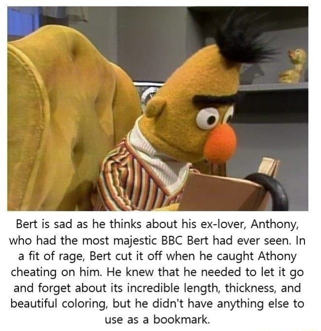 Bert is sad as he thinks about his ex-lover, Anthony, who had the most ...