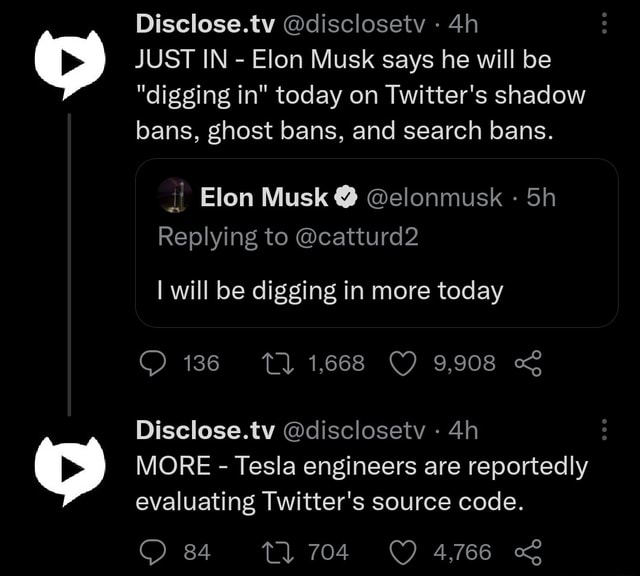 Disclose.tv @disclosetv JUST IN - Elon Musk says he will be "digging in ...