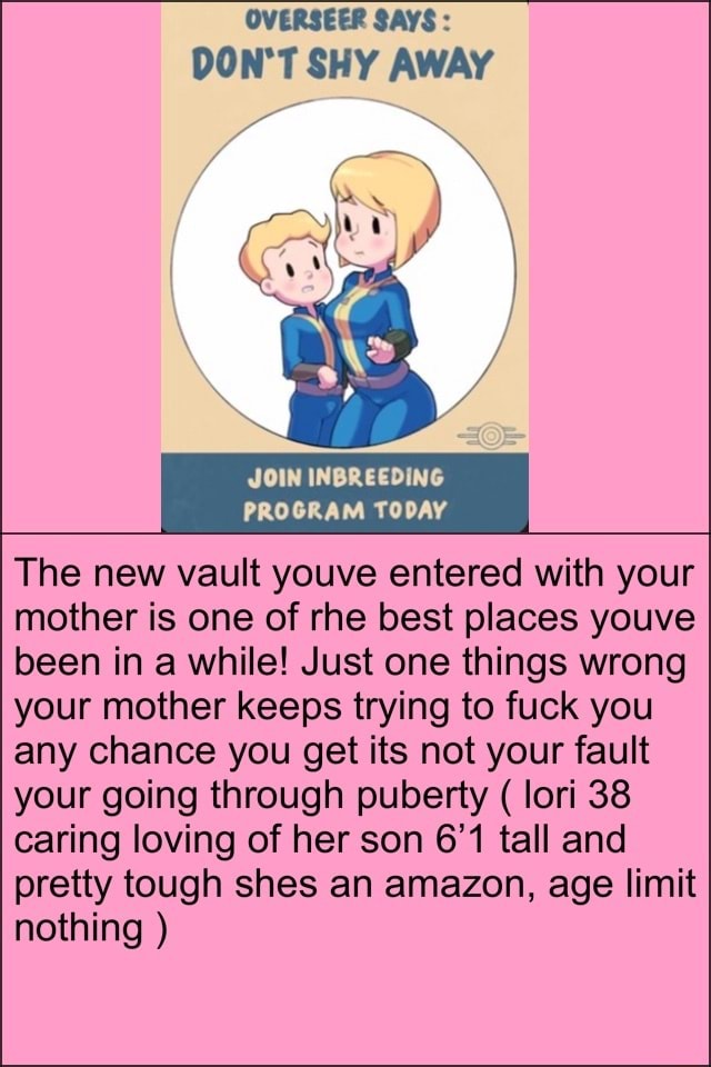 OVERSEER SAYS: DON'T SHY AWAY JOIN INBREEDING PROGRAM TODAY The new ...