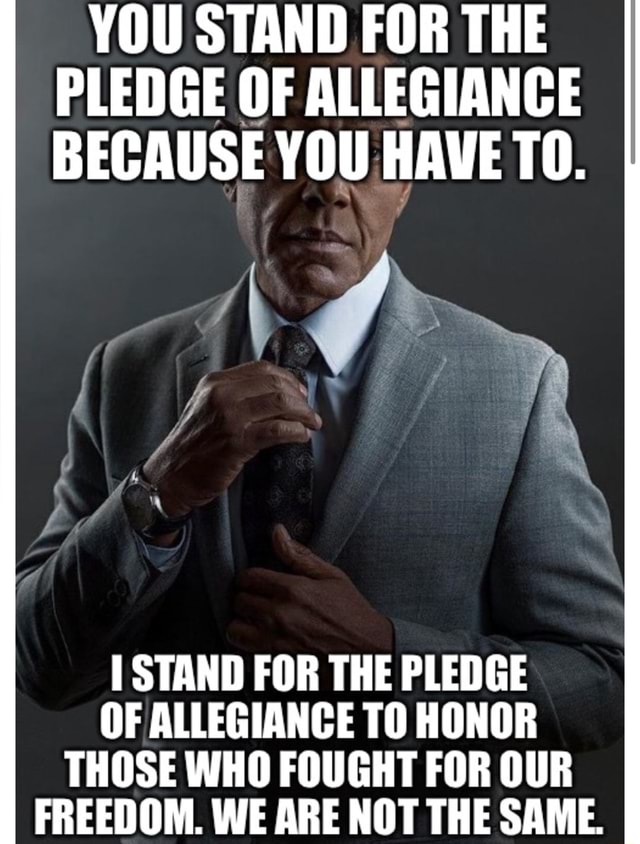 YOU STAND FOR THE PLEDGE OF ALLEGIANCE BECAUSE YOU HAVE TO. STAND FOR ...