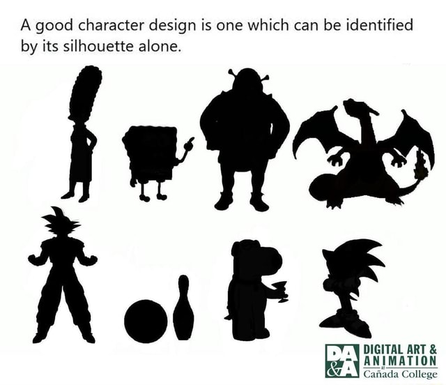 A good character design is one which can be identified by its ...