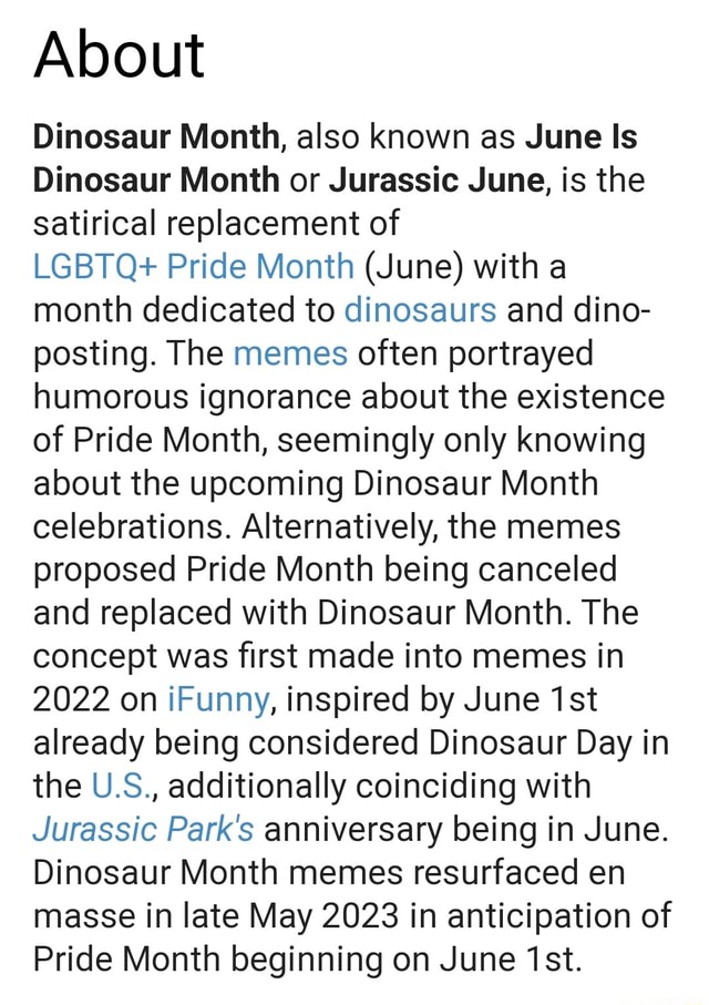 About Dinosaur Month, also known as June Is Dinosaur Month or Jurassic ...