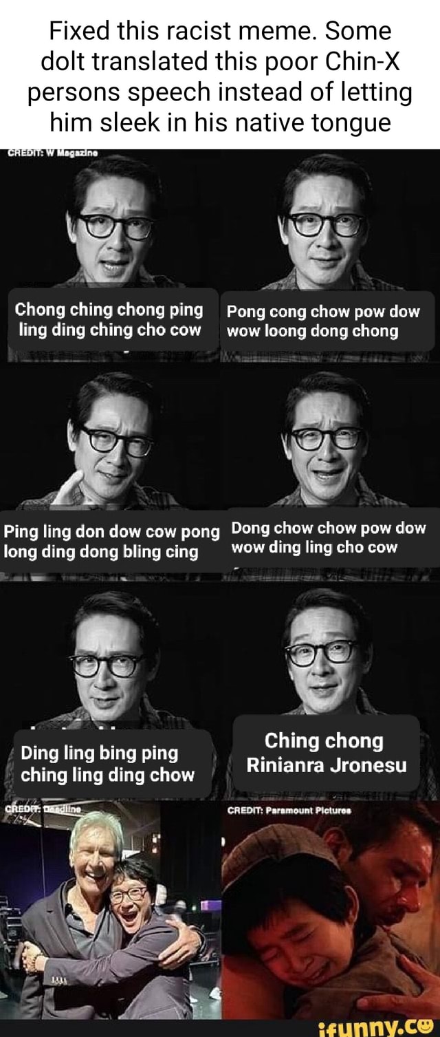 Fixed this racist meme. Some dolt translated this poor Chin-X persons ...