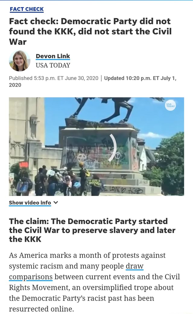 FACT CHECK Fact check: Democratic Party did not found the KKK, did not ...