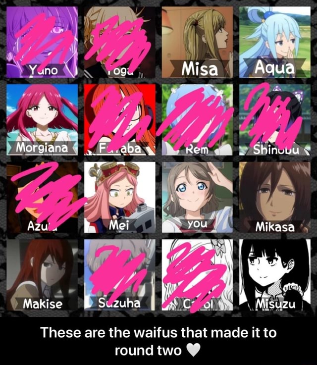 These are the waifus that made it to round two Y - These are the waifus ...