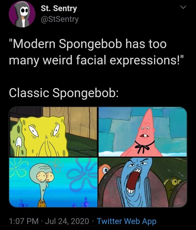 Modern Spongebob Has Too Many Weird Facial Expressions Classic Spongebob Twitter Web App