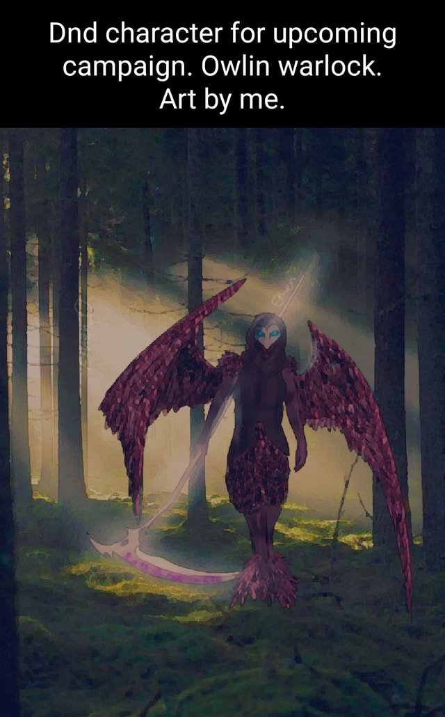 Dnd character for upcoming campaign. Owlin warlock. Art by me. - iFunny
