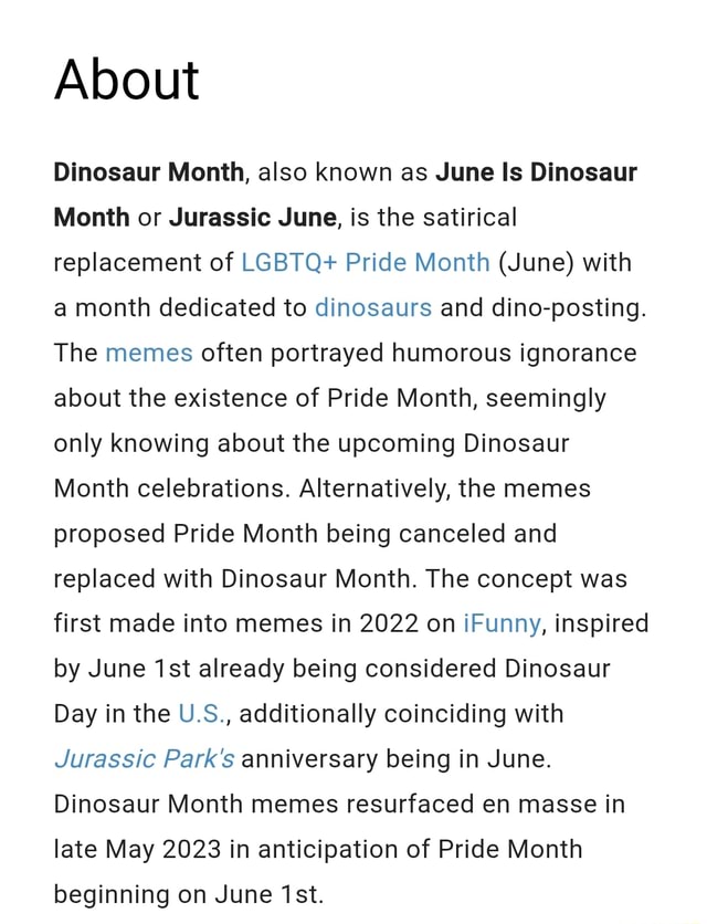 About Dinosaur Month, also known as June Is Dinosaur Month or Jurassic ...