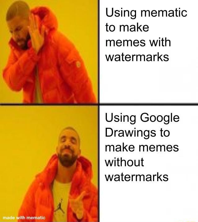 Using mematic to make memes with watermarks Using Google Drawings to ...