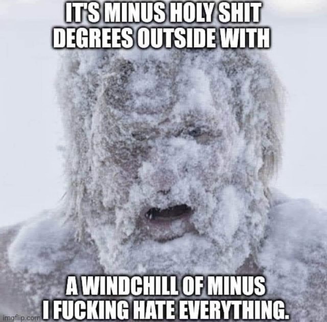 IT'S MINUS HOLY SHIT DEGREES OUTSIDE WITH A WINDCHILL OF MINUS FUCKING ...