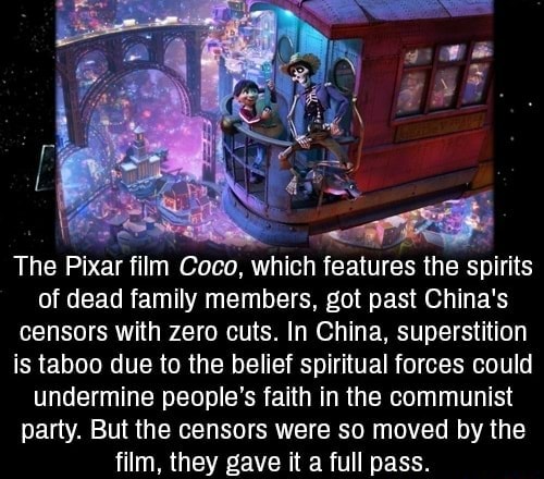 The Pixar film Coco, which features the spirits of dead family members ...