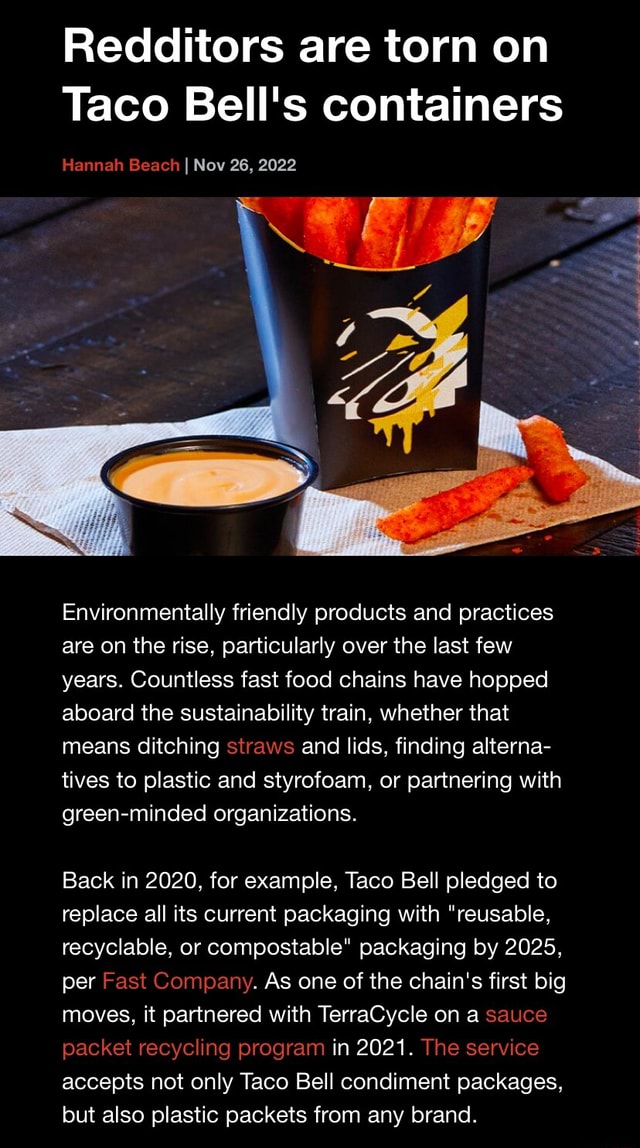 Redditors are torn on Taco Bell's containers Hannah Beach I Nov 26 ...