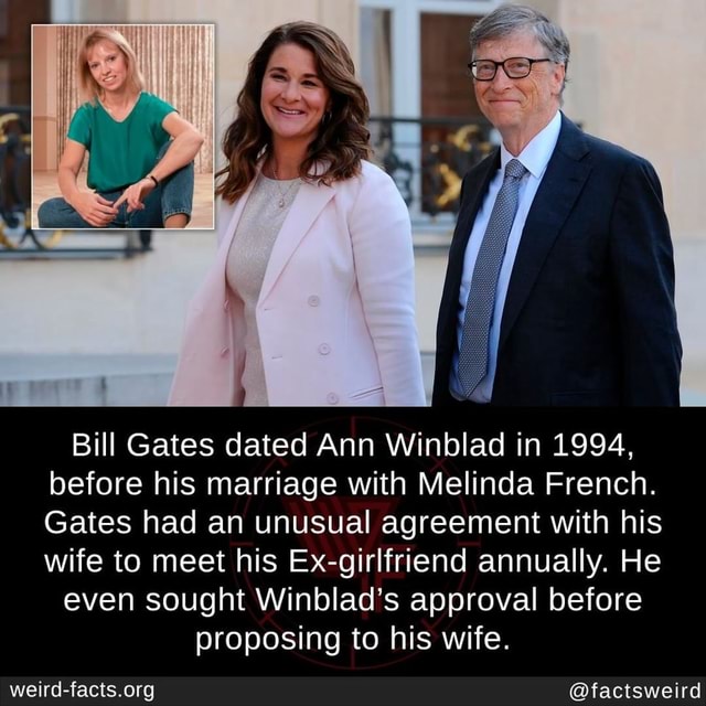 Bill Gates dated Ann Winblad in 1994, before his marriage with Melinda ...