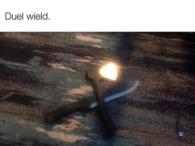 #duelwield #weapons #fun #tools #hatchet #knife. - Duel wield. - iFunny
