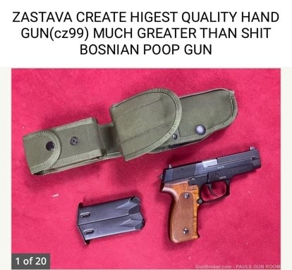 ZASTAVA CREATE HIGEST QUALITY HAND MUCH GREATER THAN SHIT BOSNIAN POOP ...