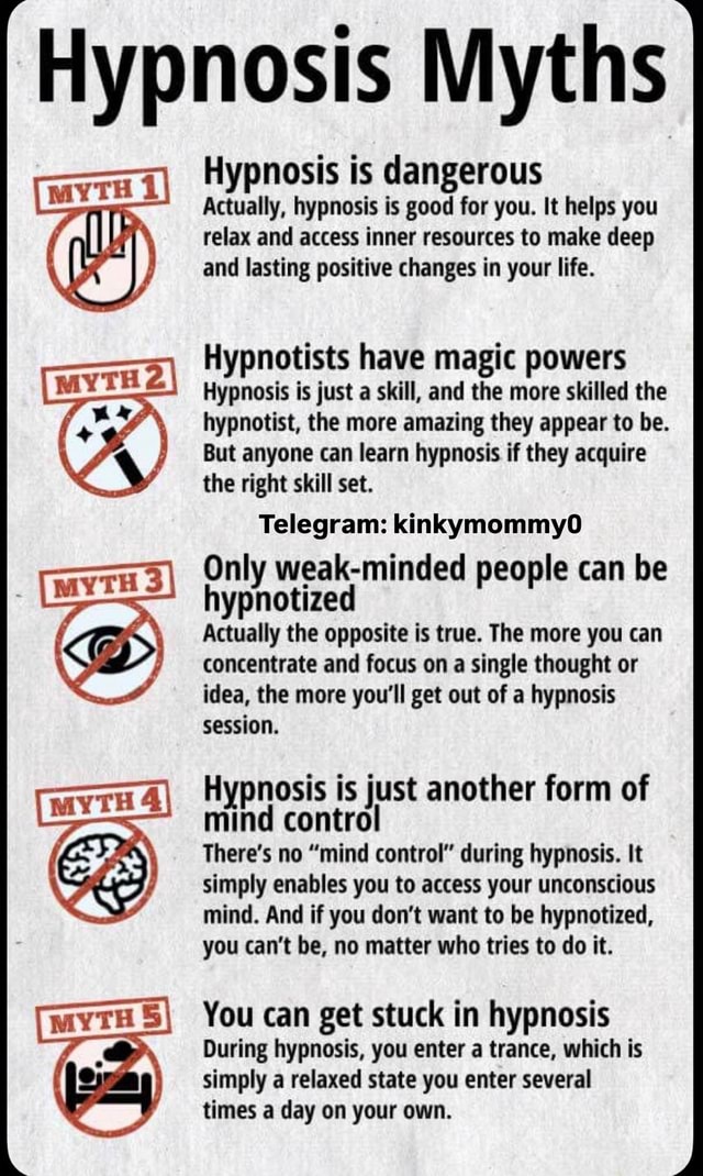 Hypnosis Myths [myTH 1 Hypnosis is dangerous Actually, hypnosis is good ...