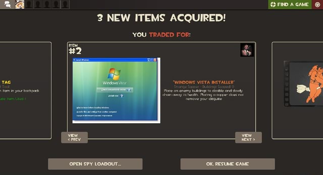 AGAME 3 NEW ITEMS ACQUIRED! YOU TRADED FOR: TAG Windows "WINDOWS VISTA ...