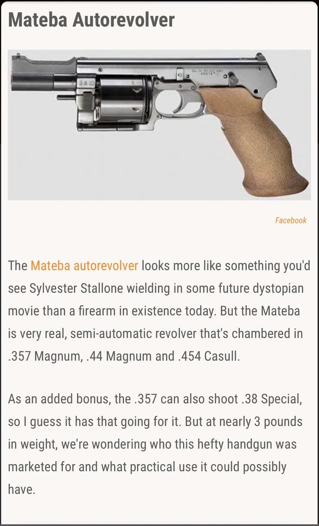 Mateba Autorevolver Facebook The Mateba autorevolver looks more like ...