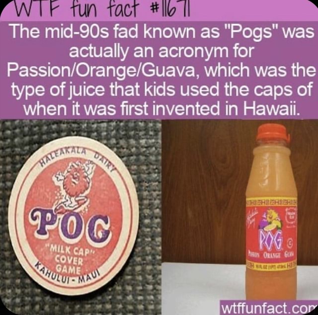 The mid- fad known as "Pogs" was actually an acronym for which was the ...