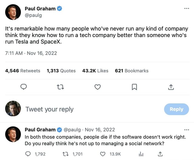 Paul Graham @ @paulg It's remarkable how many people who've never run ...