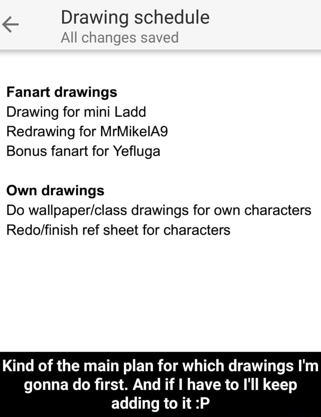 + Drawing schedule All Changes saved Fanart drawings Drawing for mini ...