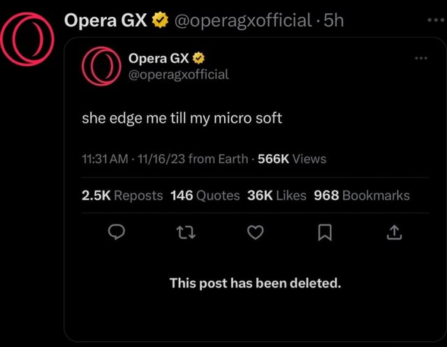 Opera GX @operagxofficial - Opera GX @operagxofficial she edge me till ...