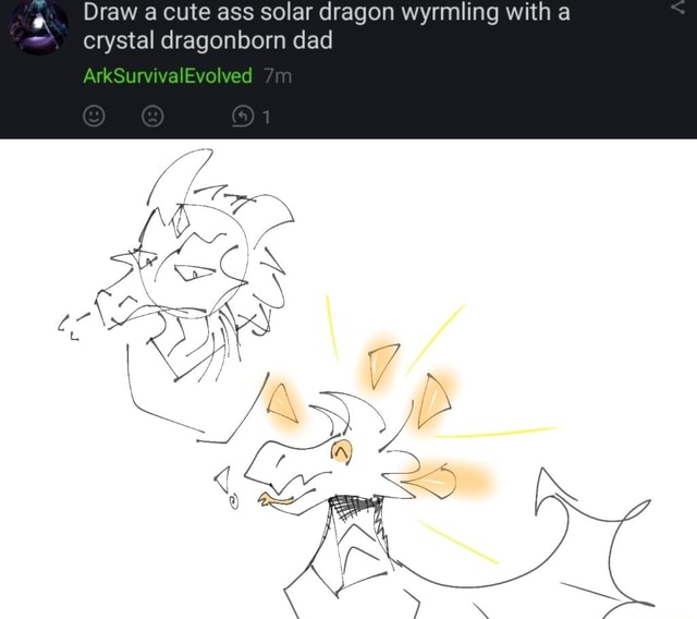 Draw a cute ass solar dragon wyrmling with a crystal dragonborn dad ...