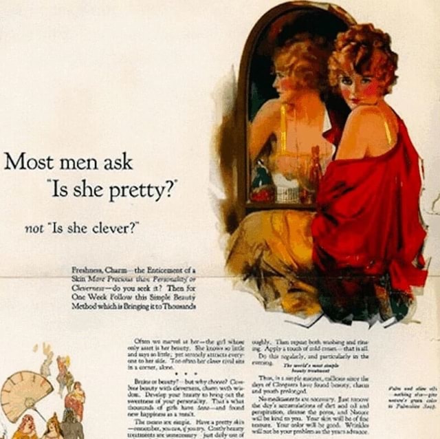 Most men ask 'Is she pretty? not "Is she clever?" 'Skin Move Chars Uiee ...