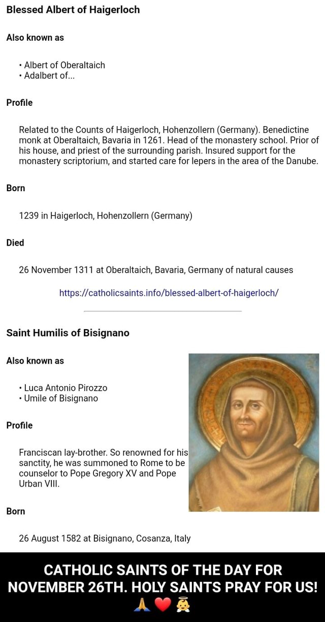 Blessed Albert of Haigerloch Also known as + Albert of Oberaltaich ...
