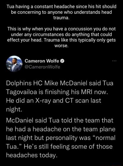 Tua having a constant headache since his hit should be concerning to ...