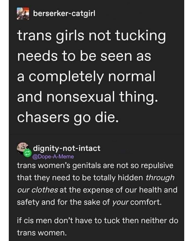 Pea berserker-catgirl trans girls not tucking needs to be seen as a ...