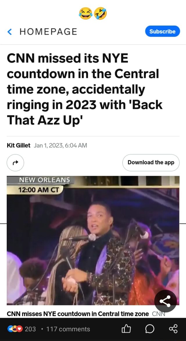 HOMEPAGE CNN missed its NYE countdown in the Central time zone ...