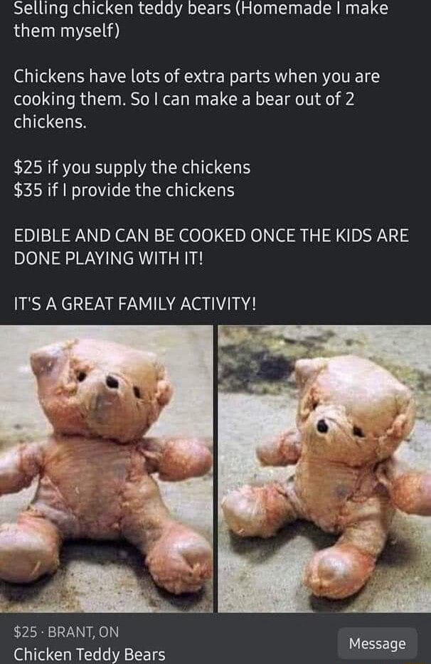 Selling chicken teddy bears (Homemade I make them myself) Chickens have ...