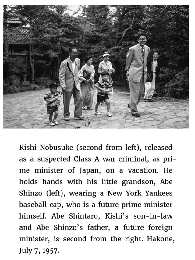 Kishi Nobusuke (second from left), released as a suspected Class A war ...
